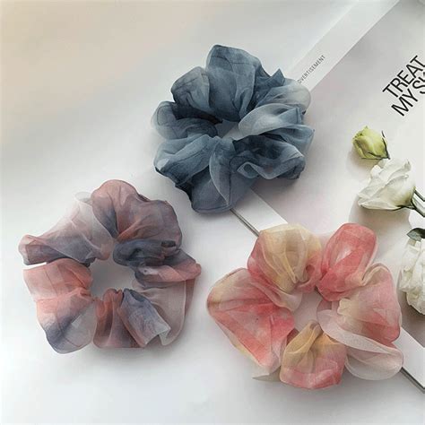 당일발송 린넨 쉬폰 망사 미니 헤어슈슈 헤어곱창밴드 머리끈 스크런치 3개 이상 구매시 할인가 에이블리