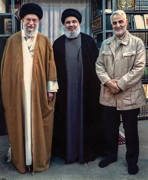 تصویر باکیفیت از رهبر معظم انقلاب و شهید سید حسن نصرالله و شهید قاسم