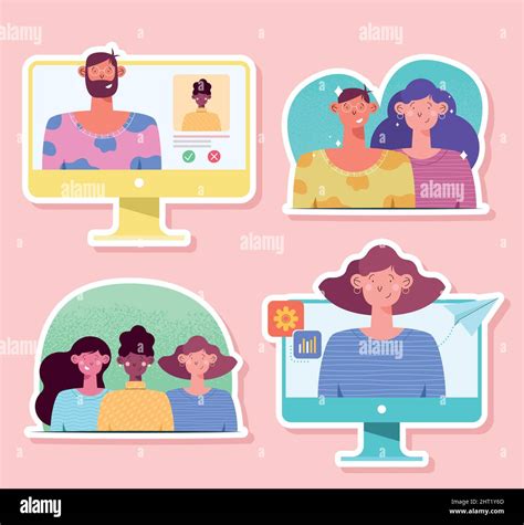 virtual relationships stock vector images alamy
