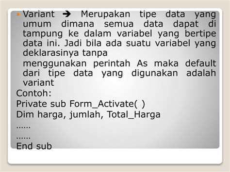 Ppt Tipe Data Variabel Operator Ppt