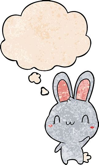 그런 지 질감 스타일의 생각 거품으로 흔들리는 만화 토끼 귀여운에 대한 스톡 벡터 아트 및 기타 이미지 귀여운 기포 낙서