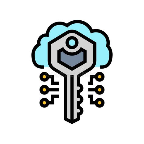 Encryption Key Cloud Computing Color Icon Vector Illustration Stock Illustration Illustration
