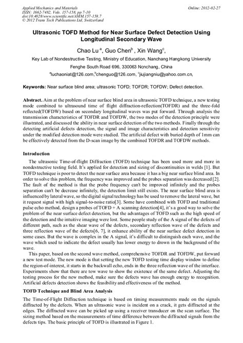 Ultrasonic Tofd Method For Near Surface Defect Detection Using Longitudinal Secondary Wave