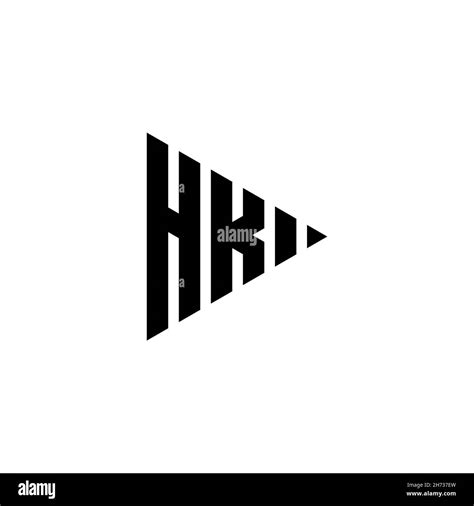 HK Monogram Logo Letter With Triangle Play Button Shape Style On