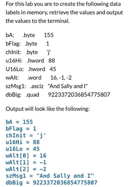 Solved For This Lab You Are To Create The Following Data Chegg