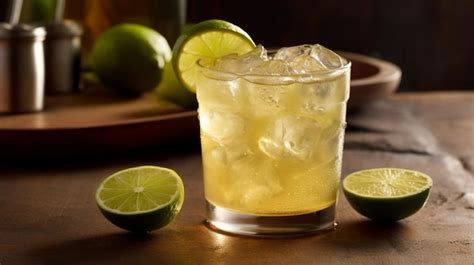 Premium Ai Image A Glass Of Margarita Cocktail With Limes On A Table