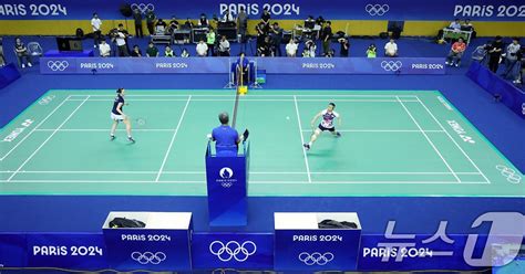 진천선수촌에 재현된 파리올림픽 배드민턴 경기장