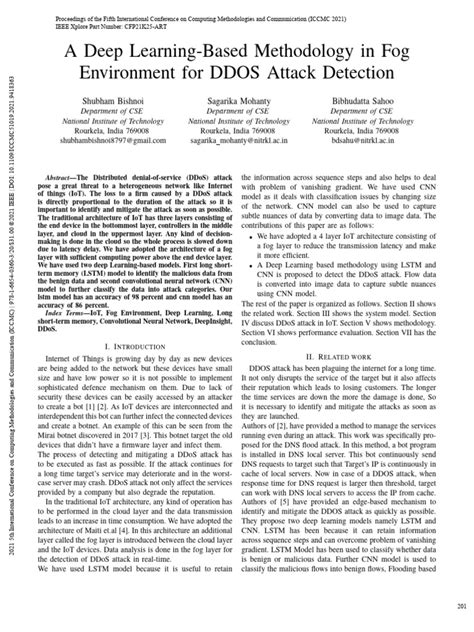 A Deep Learning Based Methodology In Fog Environment For Ddos Attack