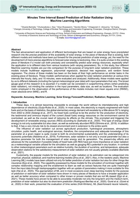 pdf minutes time interval based prediction of solar radiation using