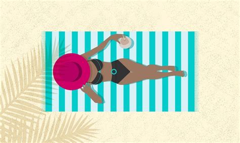 Premium Vector Girl Sunbathing On The Beach