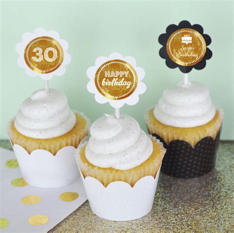 Personalized Metallic Foil Cupcake Wrappers Cupcake Toppers Set Of