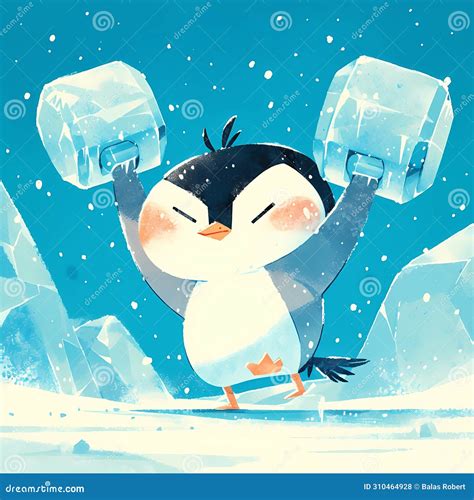 Flying Penguin Workout Exercise Anywhere Stock Illustration