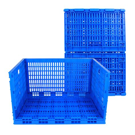 China Vented Plastic Fruit And Vegetable Crates Foldable Crate