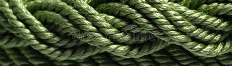 Green Close Up Detailed Pattern Of Ropes Twine Panoramic Banner Generative Ai Stock