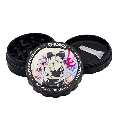 G Rollz Banksy Graffiti Kissing Cops 53mm 3pc Metal Grinder 6ct