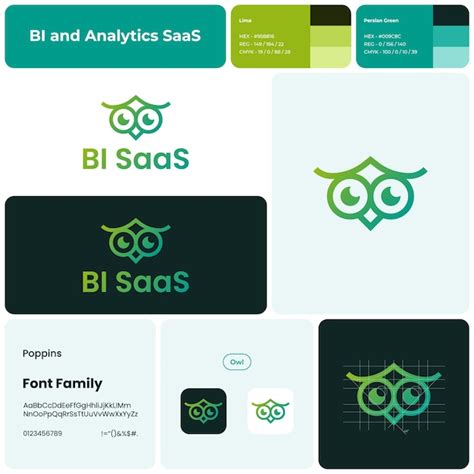 Premium Vector 2d Bi And Analytics Saas Branding Template With Owl Logo