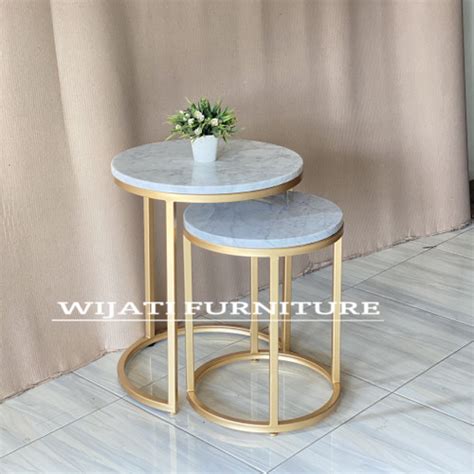 Jual Meja Sudut Marmer Kaki Besi Gold Meja Pojok Marmer Side Table Corner Kab Jepara CV
