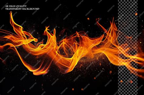 Пламя горящее на прозрачном фоне Премиум Psd Файл