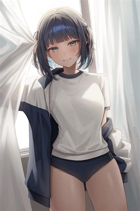 Blue Haired Buruma Beauty Original Ranimeburumaandspats