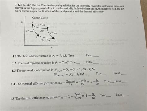 Solved 1 25 Points Use The Clausius Inequality Relation Chegg Com