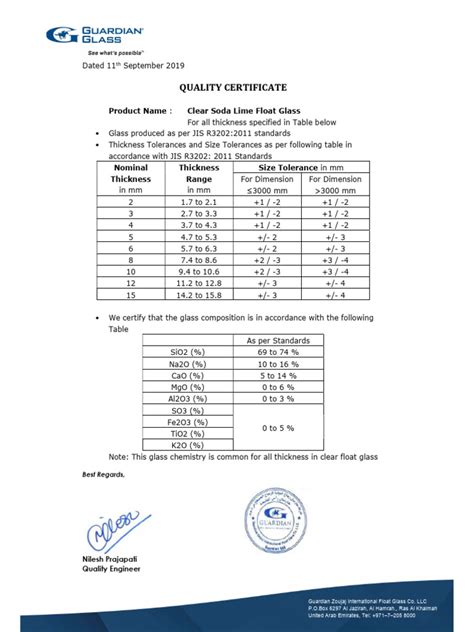 Quality Certificate Float Clear Pdf