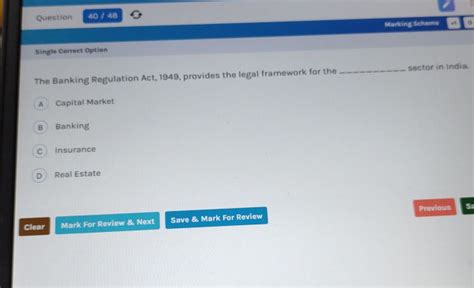 Single Correct Option The Banking Regulation StudyX