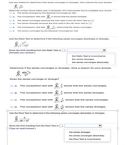 Solved Use Any Method To Determine If The Series Converges