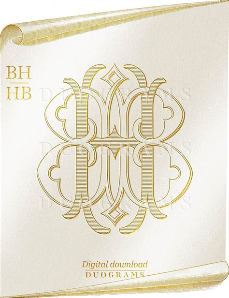 Bh Hb Vintage Monogram Logo Design Svg Digital Download B H 2 Free