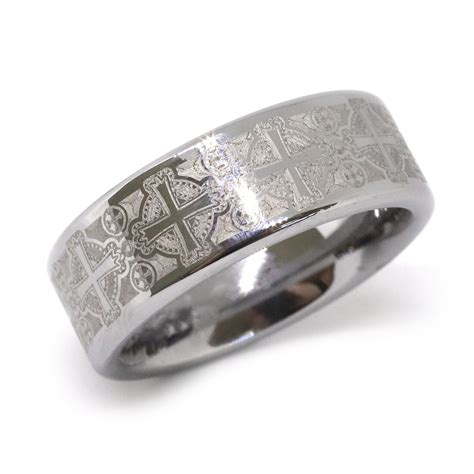 Triton Tungsten Etched Cross Band