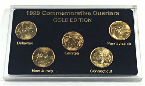 1999 24k Gold Layered Statehood Commemorative Quarters Collectionin