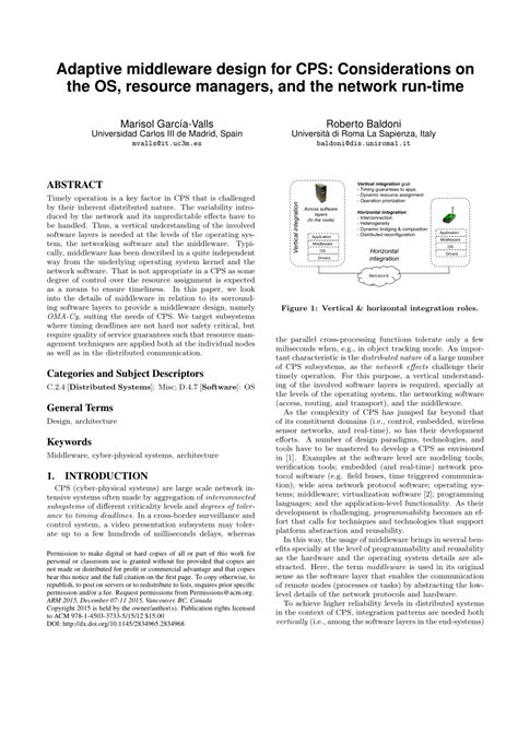 Pdf Adaptive Middleware Design For Cps Considerations On The Os
