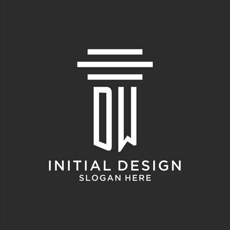 Dw Initials With Simple Pillar Logo Design Creative Legal Firm Logo