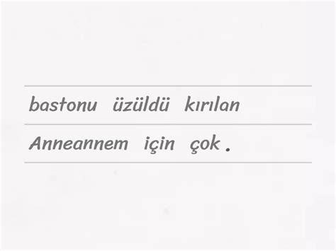 KURALLI CÜMLE OLUŞTURMA OYUNU SEV Unjumble