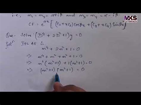 4 rules for finding complementary function case 4 linear differential equations - YouTube