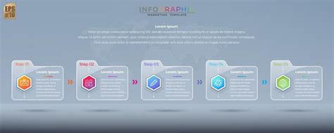 Infographic 벡터 디자인 비즈니스 다채로운 템플릿 폴더 유리 투명도 스타일의 5가지 옵션 육각형 아이콘 마케팅 프로세스
