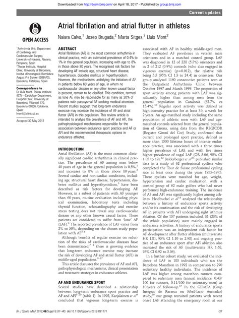 Pdf Atrial Fibrillation And Atrial Flutter In Athletes