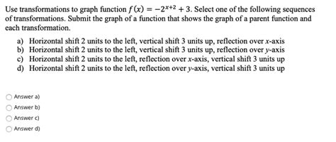 Solved Use Transformations To Graph Function F X 2x2
