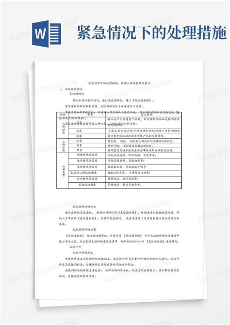 紧急情况下的处理措施word模板下载编号lxvpxgpz熊猫办公