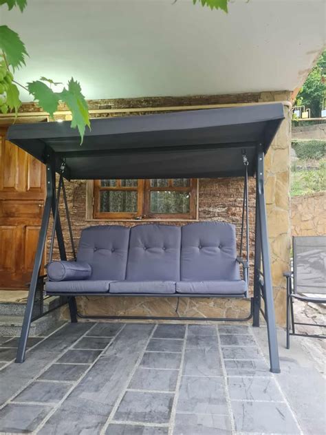 Chillout ძალიან მყარი სამადგილიანი ბაღის საქანელა მაქსიმალური დატვირთვა 250 კგ ჭიქის