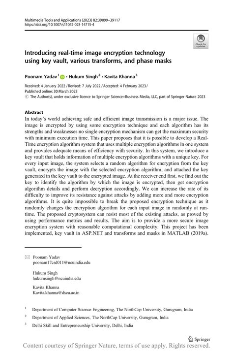 Introducing Real Time Image Encryption Technology Using Key Vault Various Transforms And Phase