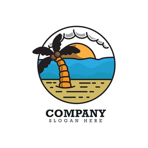 비치 로고 디자인 서식 파일 프리미엄 벡터