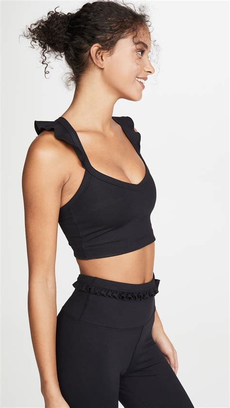 Year Of Ours Sarah Ruffled Stretch Sports Bra In Black Lyst
