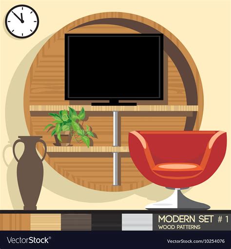 Modern Style Interior Set Flat Digital Image Vector Image