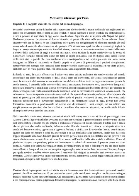 Medioevo Istruzioni Per Luso Docsity