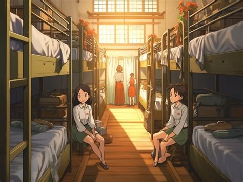 Premium Ai Image Anime Scene Of Two Girls Sitting On Bunk Beds In A