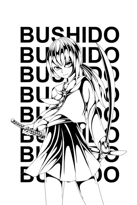 Premium Vector Bushido Illustration Line Art