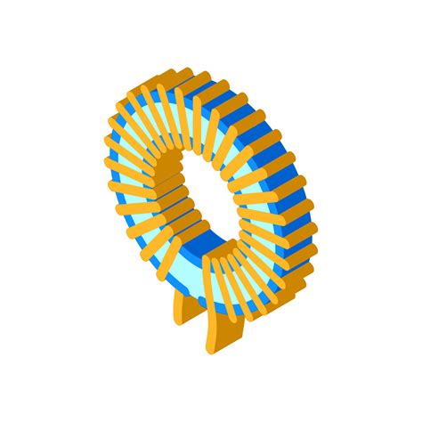 Inductor Electronic Component Isometric Icon Vector Illustration