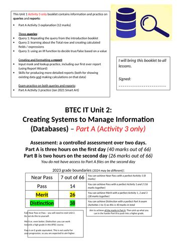 btec it unit 2 databases queries and reports part a activity 3