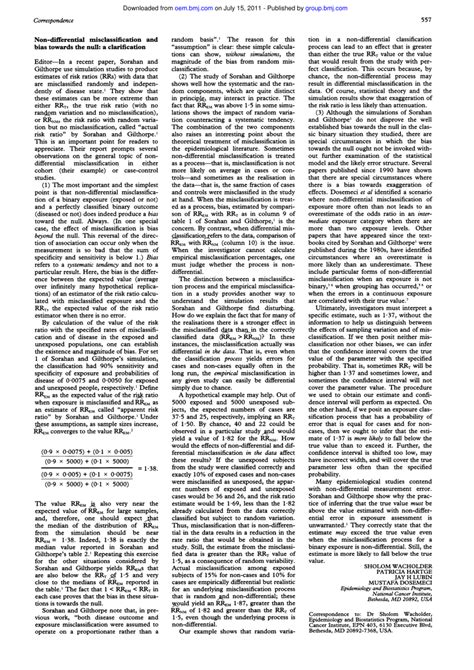 Pdf Non Differential Misclassification And Bias Towards The Null A Clarification