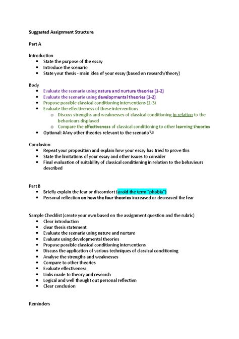 Assignment Structure Suggested Assignment Structure Part A